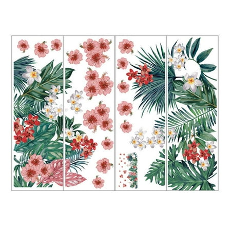 Ruiboury 4 Pieces Green Plants Wall Decals Removable Stickers Plant TV ...