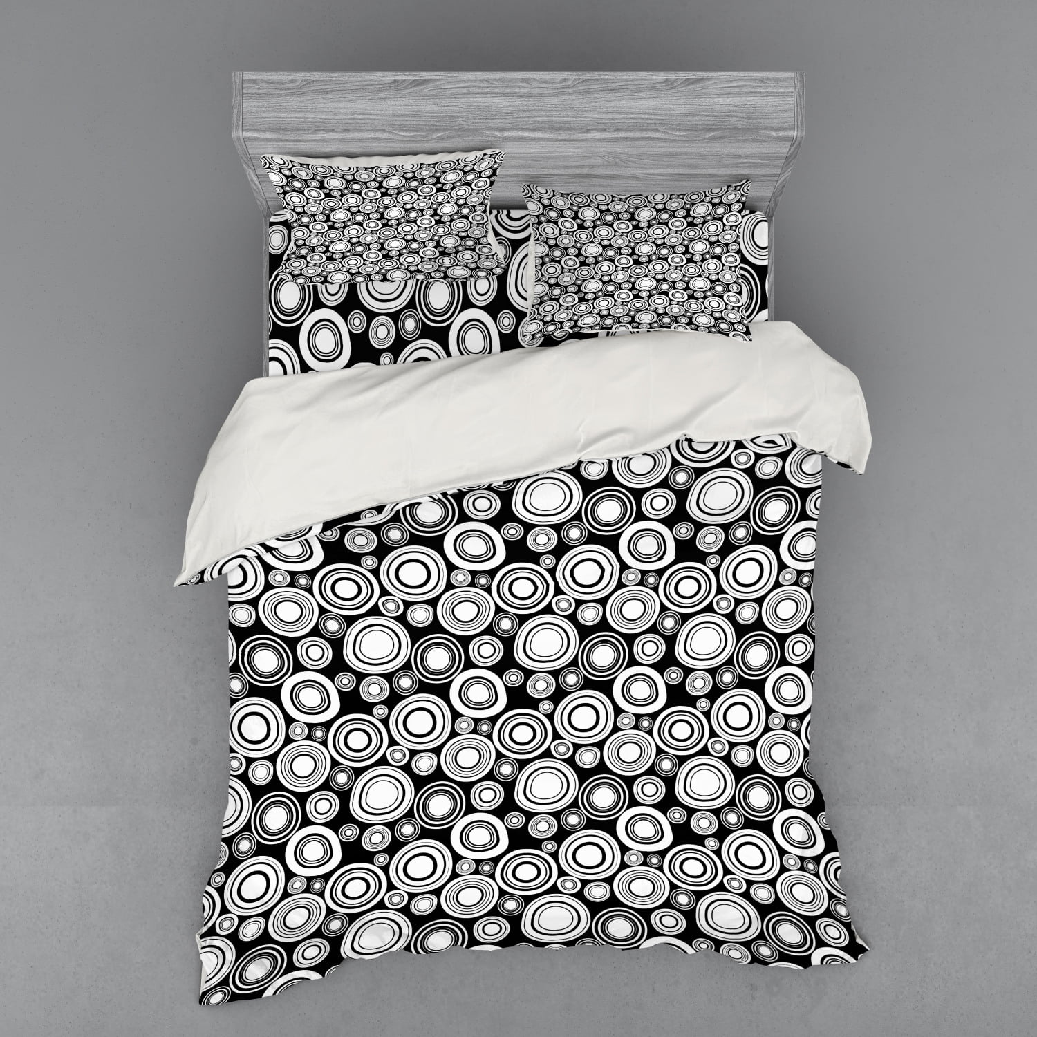 Abstract Duvet Cover Set, Minimalist Tones Deformed Circles Background ...