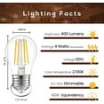 A15 LED Light Bulb 4W (40W Equivt), 2700K Warm White, Dimmable Edison ...