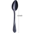 Black Dessert Spoon Set, 6.5-inch Stainless Steel Shiny Black Teaspoon ...