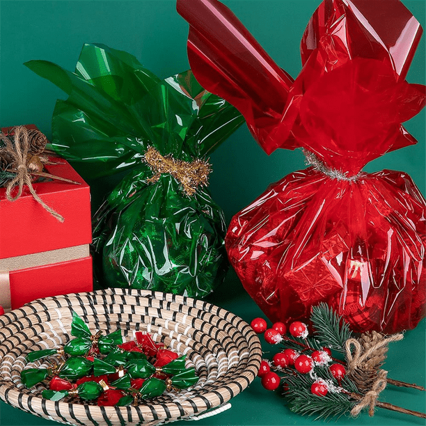 2 Rolls Christmas Cellophane Roll Cellophane Wrapping Paper Cellophane Wrap Paper for Gift Basket Treats Package Storage Walmart