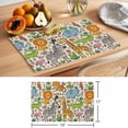 Cartoon Animals Placemats Set of 8 Cute Funny Botanical Zebra Giraffe ...