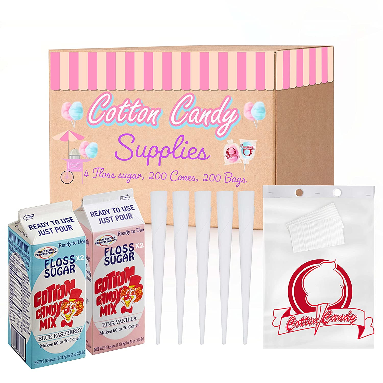 Cotton Candy Supplies, Cotton Candy Sugar, 4 Flavors Blue Raspberry ...