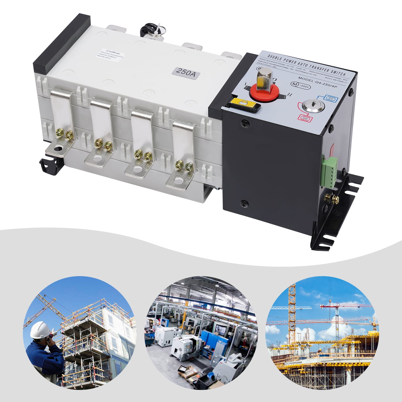 TOOL1SHOoo Industrial Automatic Transfer Switch 250A 4 Poles 110V Grid ...