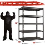 "Heavy Duty Storage Shelves, 5 Tier Metal Rack, 2000Lbs, 36""W x 72""H ...