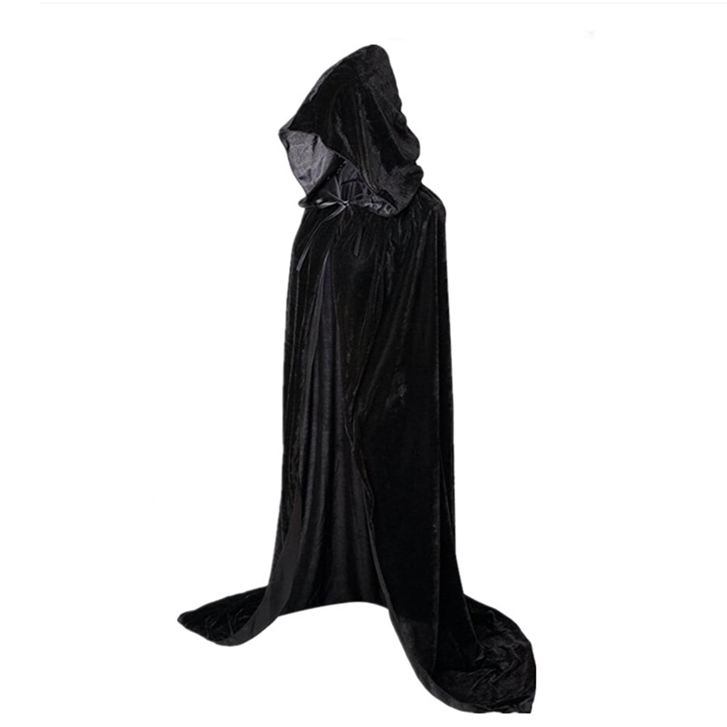KAWELL Unisex Adult Halloween Velvet Cloak with Hood Long Witch Costume ...