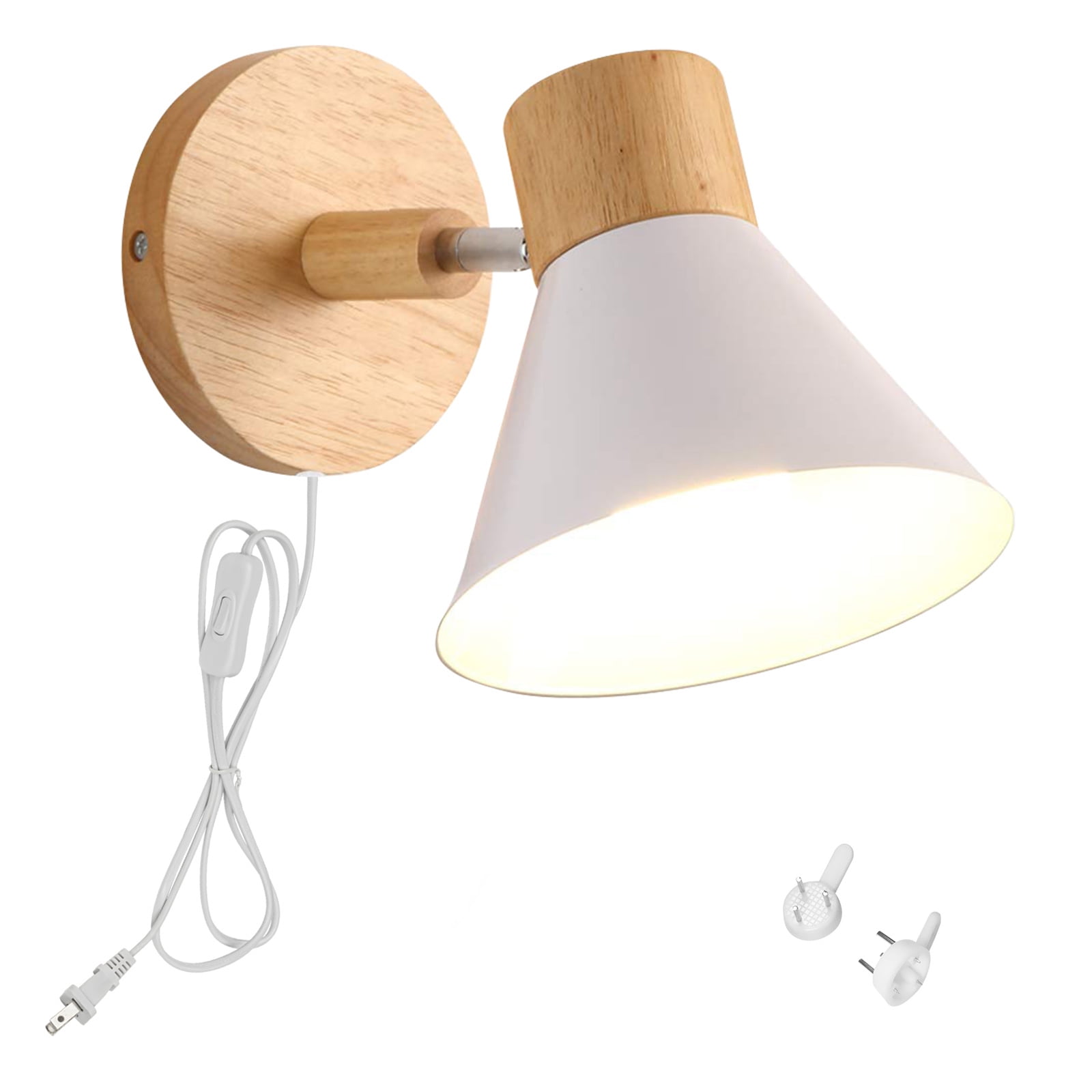 Kiven Plug in Wall Lamp, Modern Plug in Wall Sconce with White Iron ...