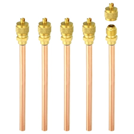 Uxcell 1/4" SAE x 1/4" OD x 4" Stem x 5" L Service Access Valve Filling ...