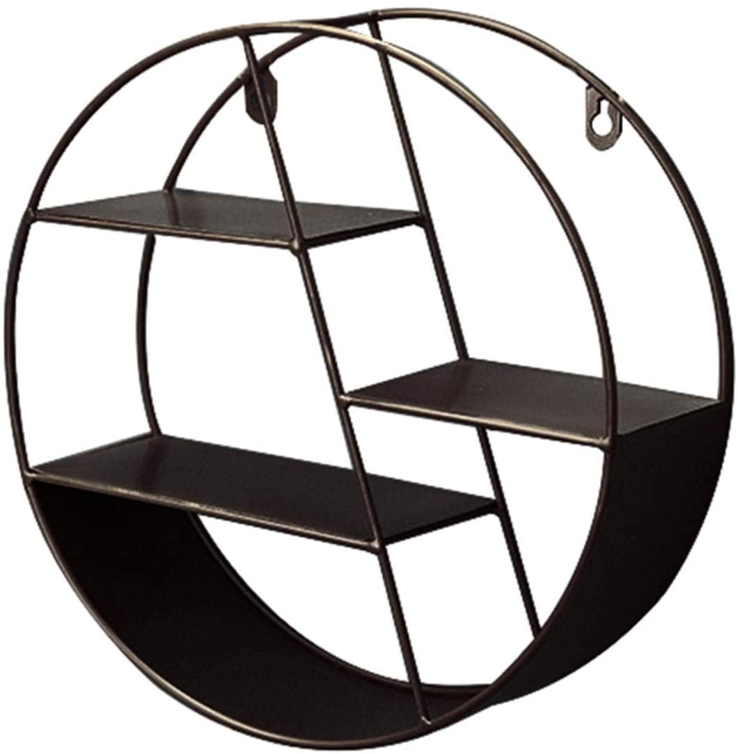 Round Modern Metal Wall Shelf, Industrial Spice Rack, Kitchen Shelf ...
