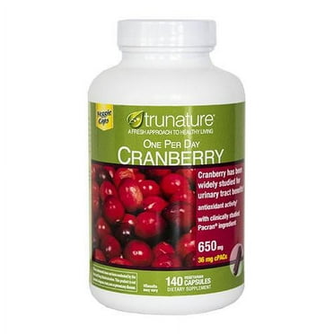 TruNature Cranberry 650 mg Vegetarian Capsules Supports Urinary Tract ...