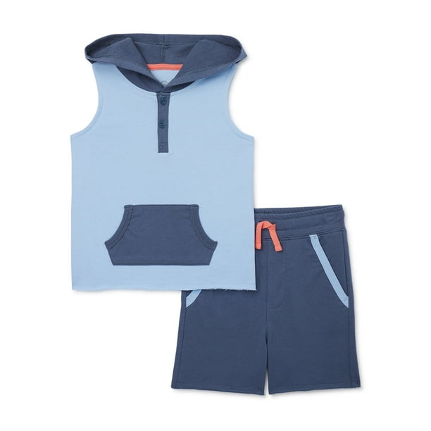 Wonder Nation Toddler Boy Hooded Tank Top and Shorts Outfit Set, 2-Piece, Sizes 12M-5T - Walmart.com