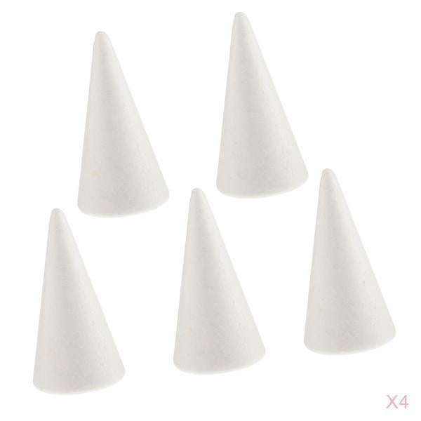 20Pcs 4'' Blank Polystyrene Cone Shapes Foam for Kids Modelling ...