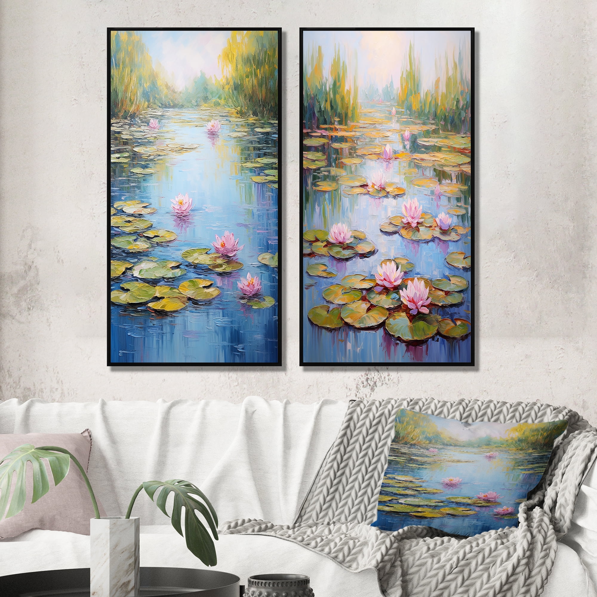 Click here for Designart Tranquil Lake Serenity Pink Water Lilies... prices