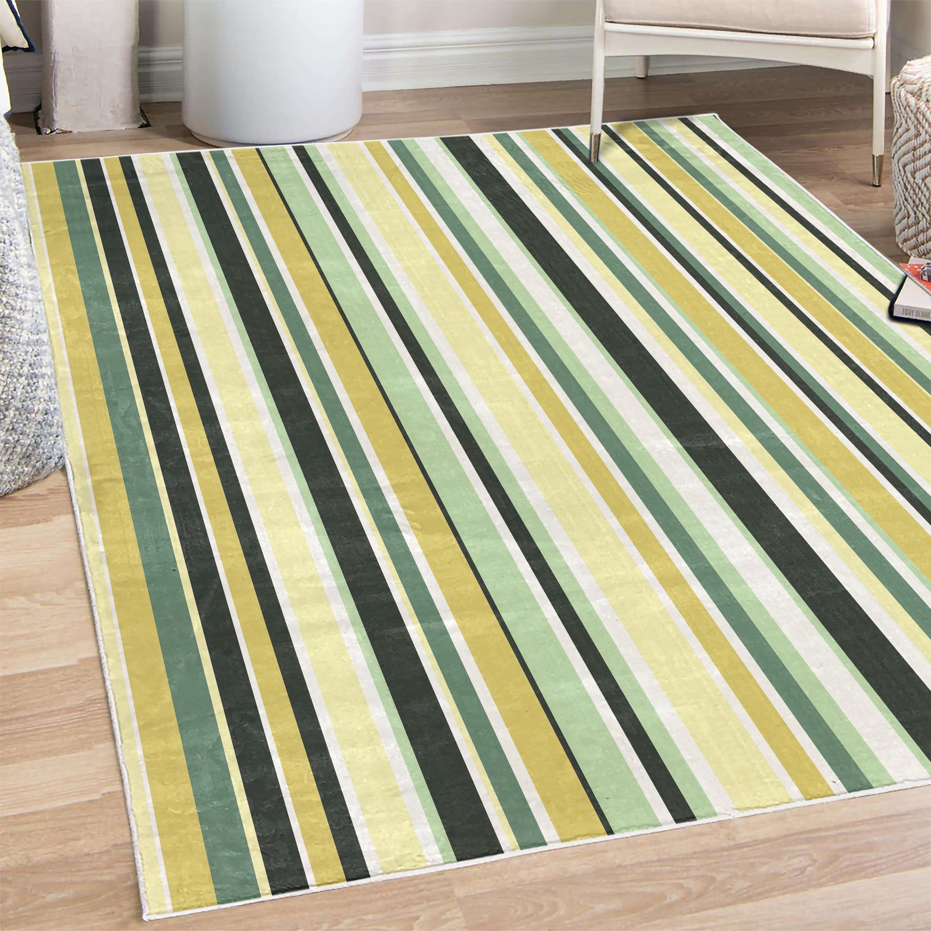 Pastel Decorative Rug, Vertically Striped Pattern Different Color ...