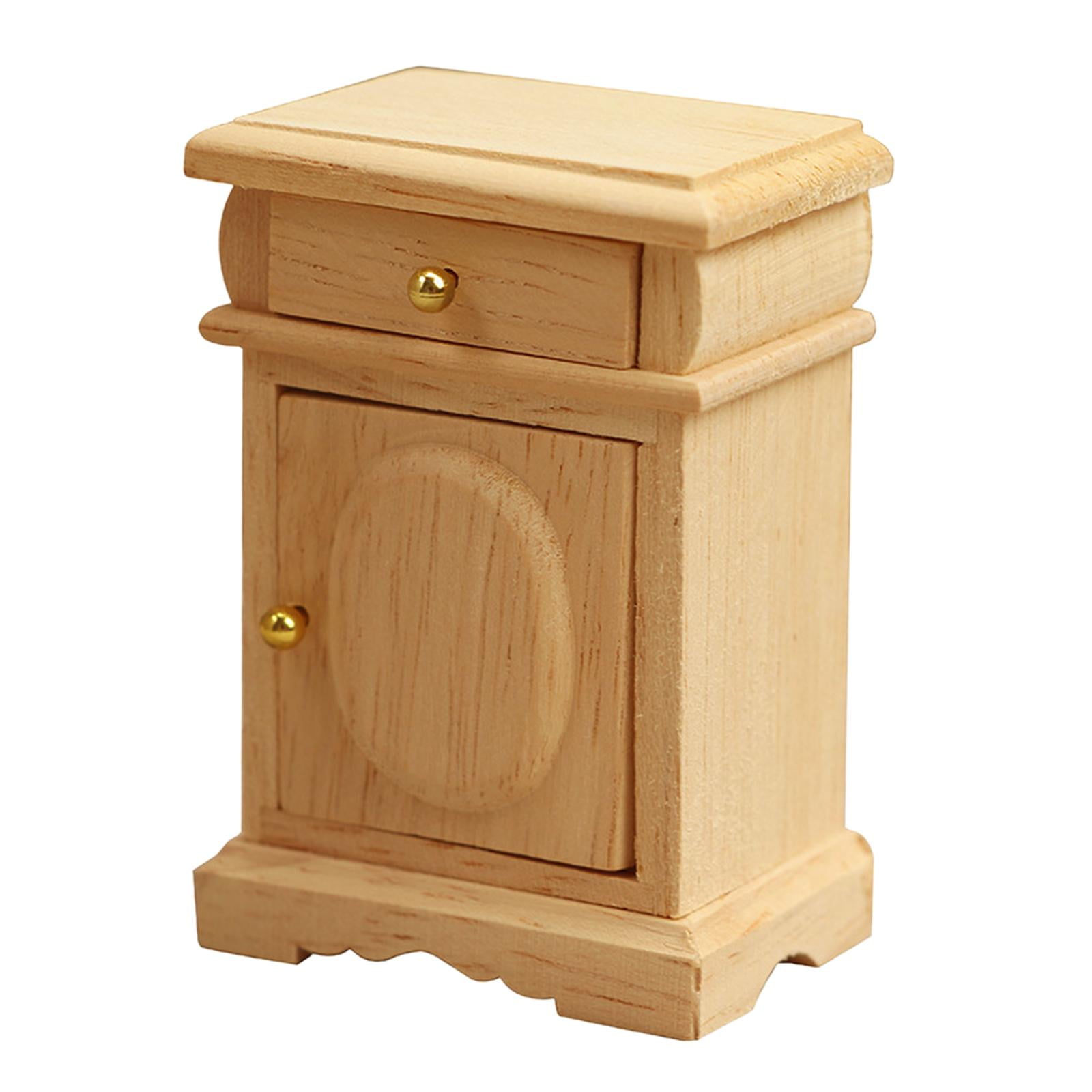 1:12 Wooden Table with Drawer Mini Bedside Table for Sand Table ...