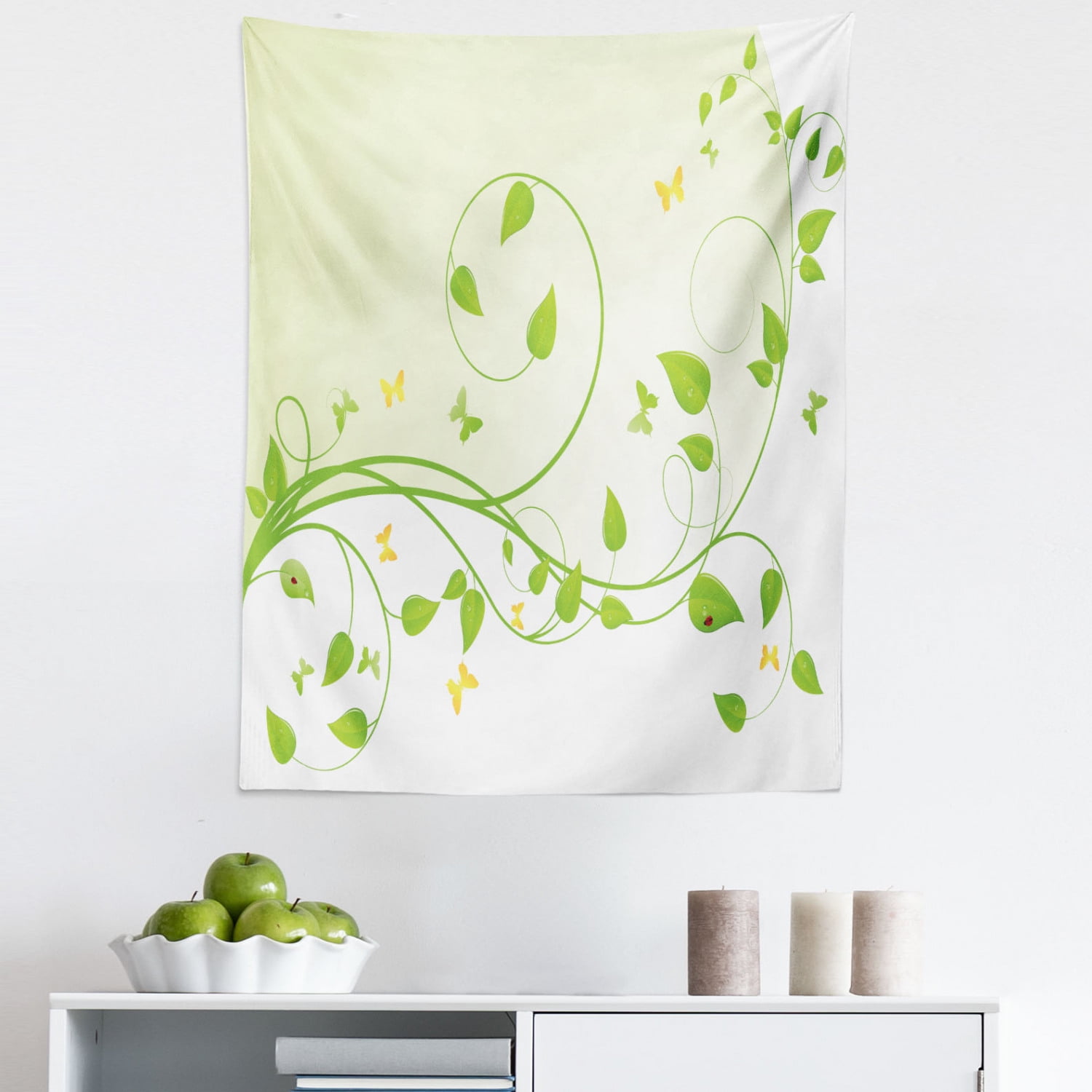Vine Tapestry, Flourishing Sapling Pattern with Butterflies and ...