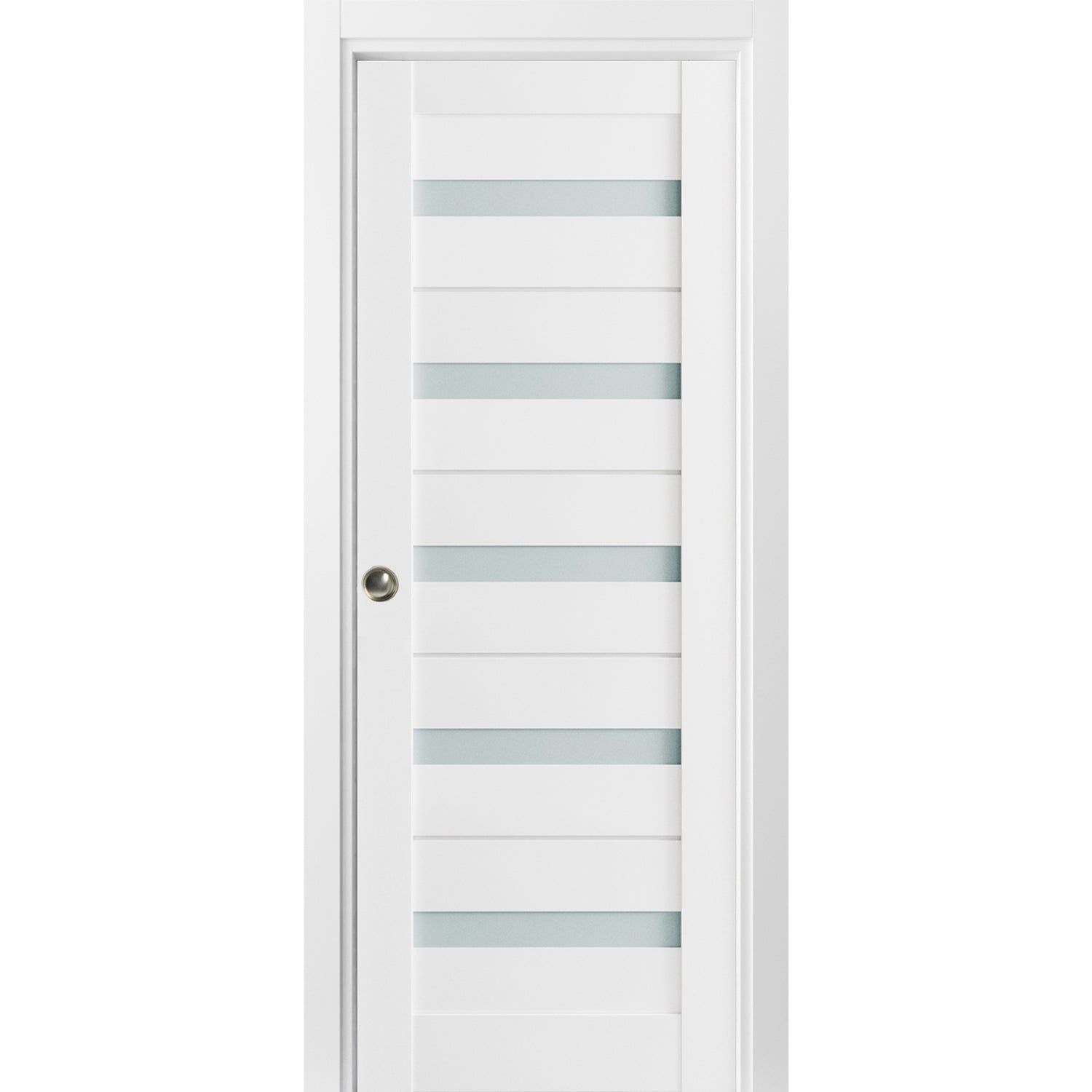 Sliding French Pocket Door 18 x 84 inches with Frosted Glass | Quadro ...