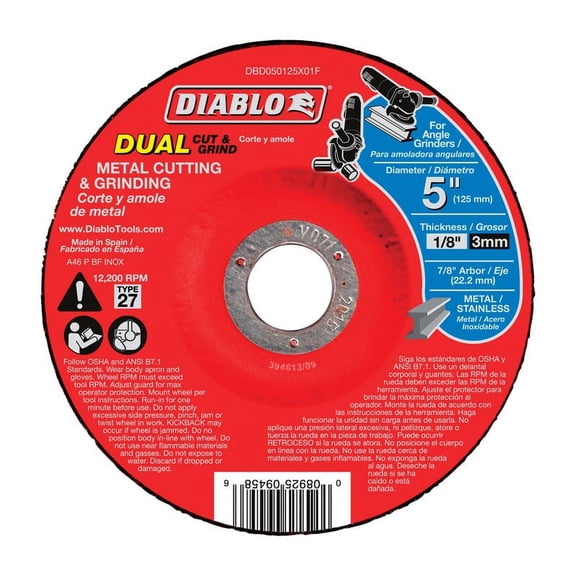 Diablo 4-1/2 in. Dia. x 7/8 in. Aluminum Oxide Metal Grinding Disc 1 pc ...
