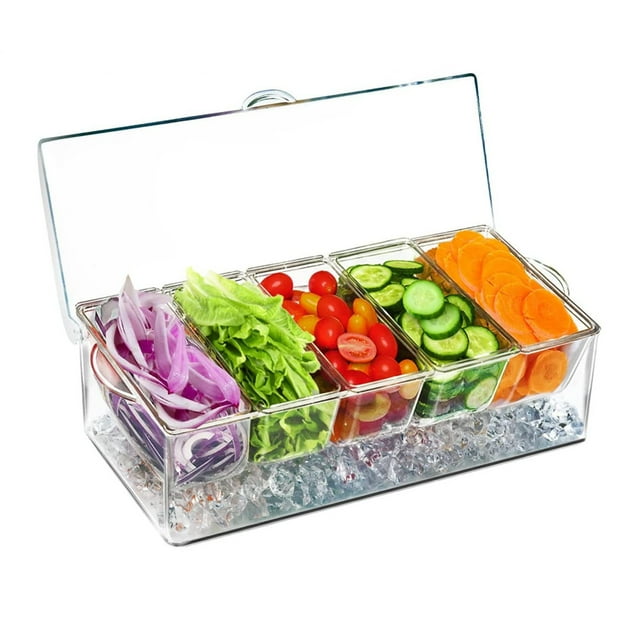 WISPAUSU Condiment Server with Lid and Chilled Caddy for Ice Party ...