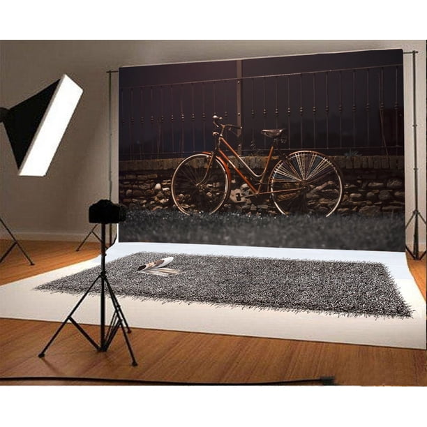 MOHome Bike Backdrop 7x5ft Iron Guardrail Stone Wall Photography ...