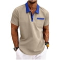Antinious Men Patchwork Texture Half Button Pockets Collar Short Sleeve ...