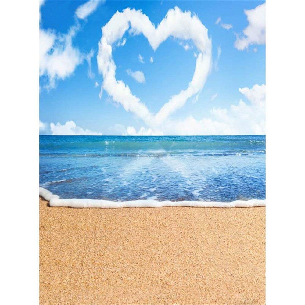 ABPHOTO Polyester Romantic Love Heart Shape Cloud Blue Sky Tropical ...