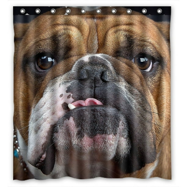 GCKG Bulldog Bathroom Shower Curtain, Shower Rings Included 100% ...