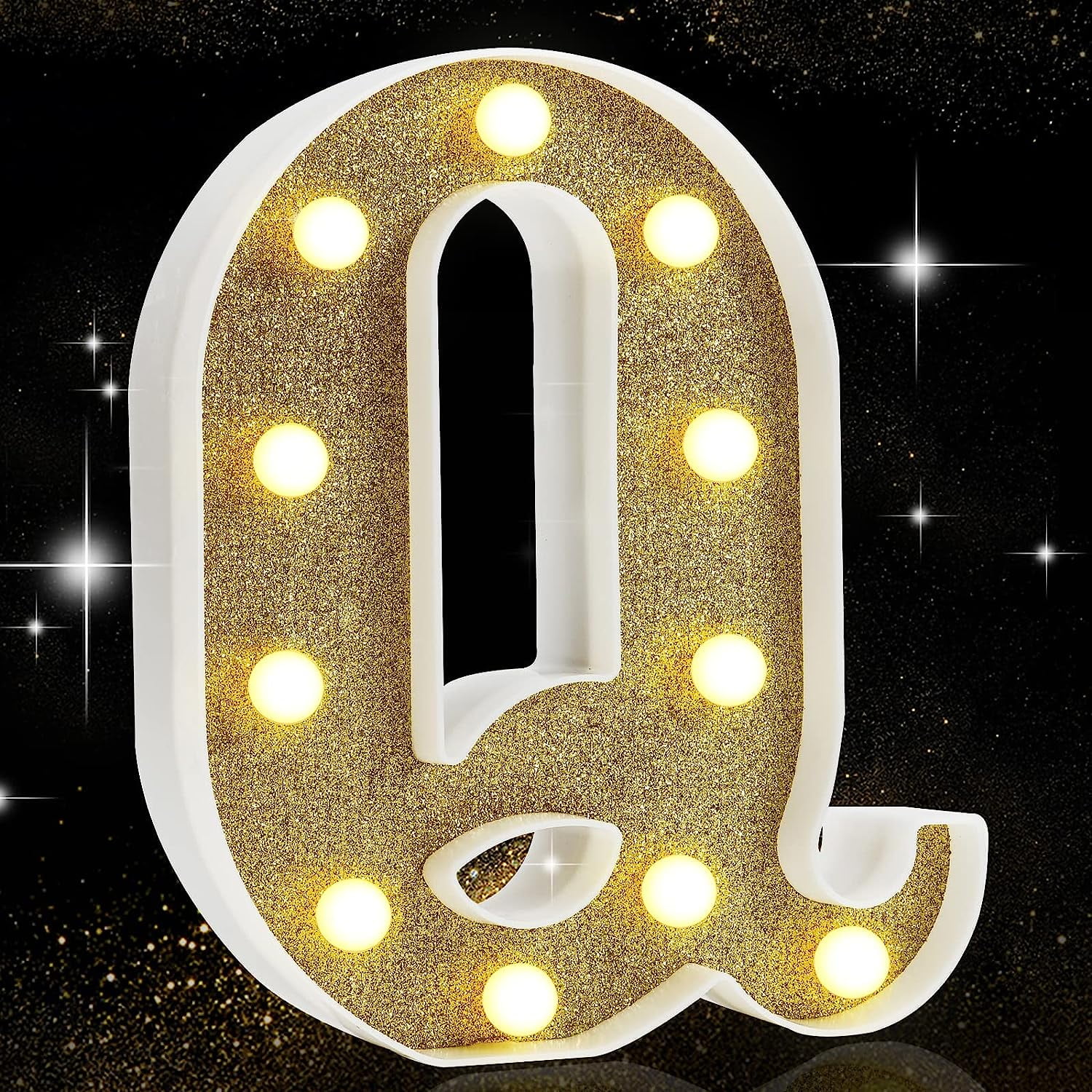 LED Marquee Letter Lights, Light Up Golden Letters Glitter Alphabet ...