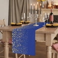 Blue Gold Sparkles Burlap Cotton Table Runner 13x120 Inches Long ...