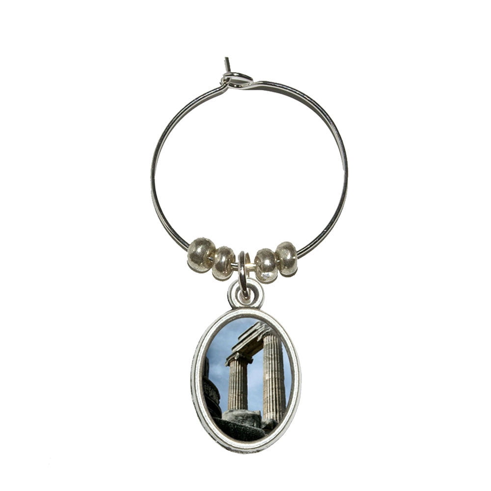 Temple of Greek God Apollo - Didyma Turkey Oval Wine Glass Charm ...