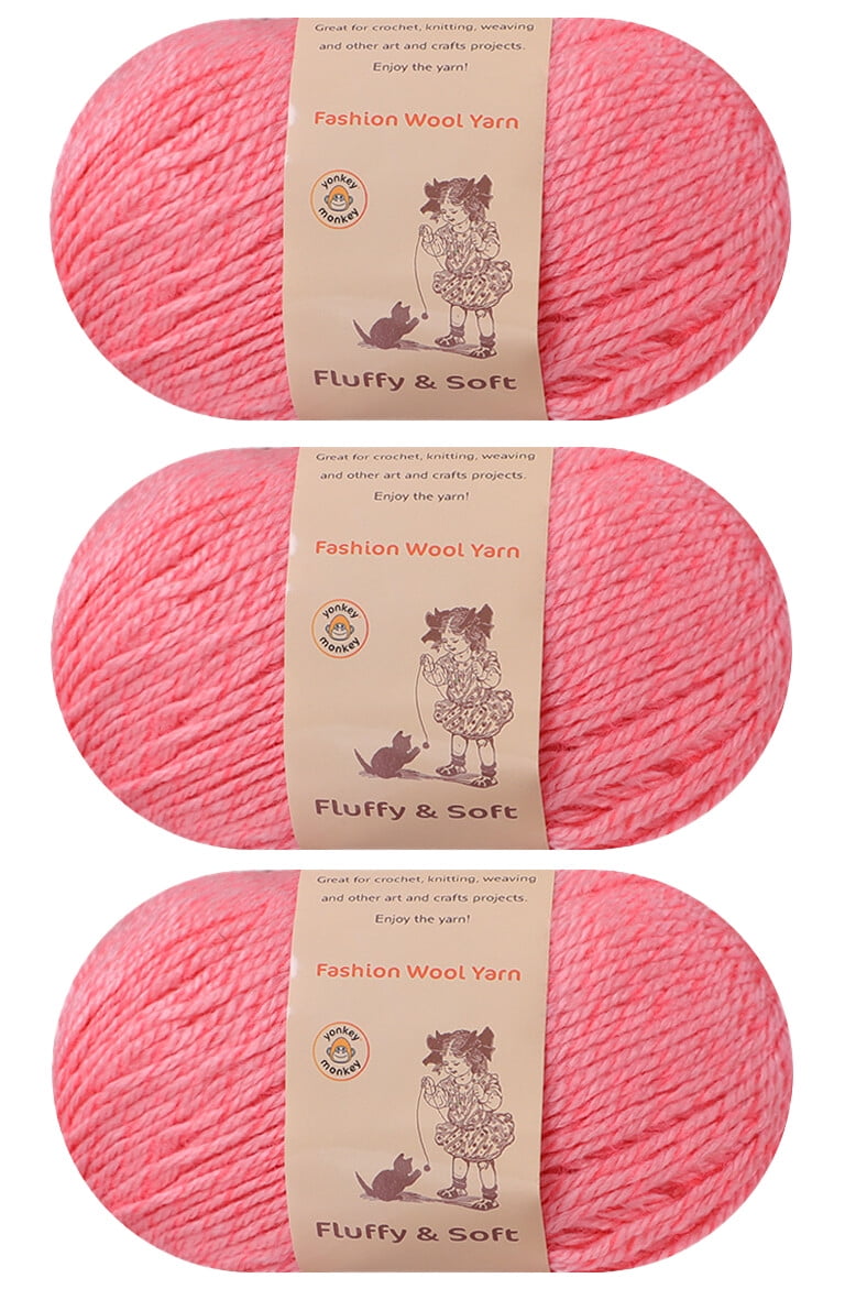 3-Pack Fluffy Wool Yarn by Yonkey Monkey. Lightweight and Soft ...