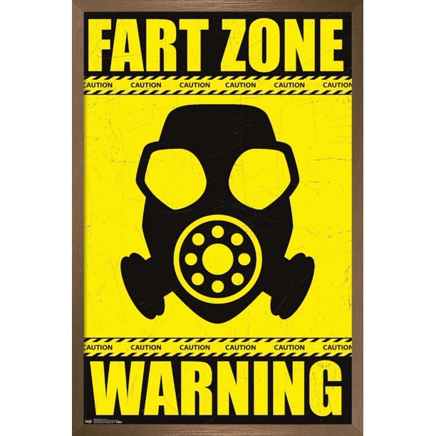 Warning - Fart Zone Wall Poster, 14.725" x 22.375", Framed - Walmart.com