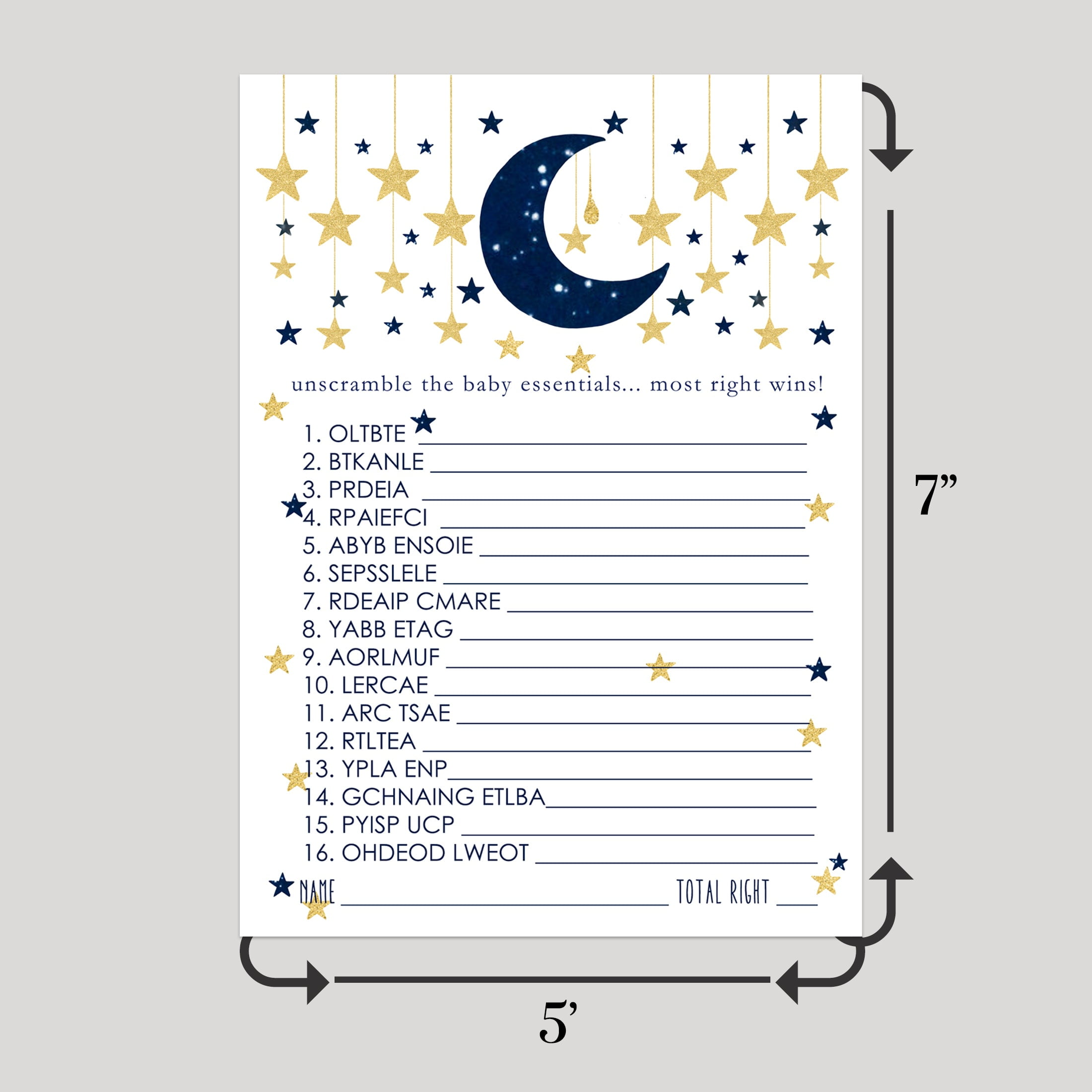 Twinkle Little Star Baby Shower Word Scramble Game 25 Pack Unscramble ...