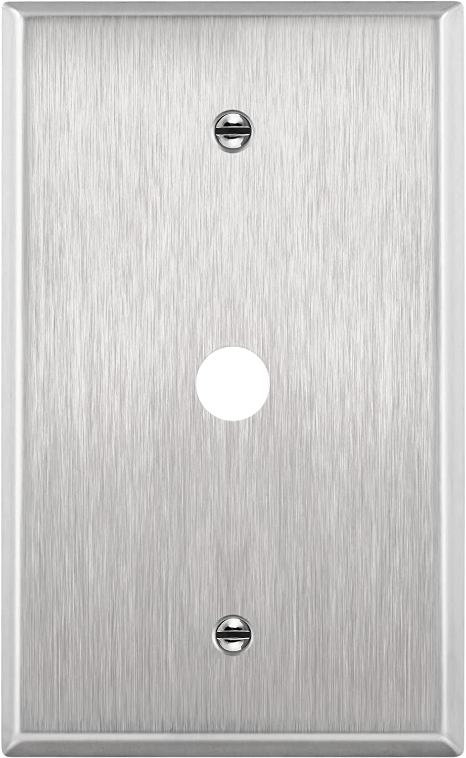 ENERLITES 0.4375" Diameter Hole Phone Cable Metal Wall Plate, Corrosive ...