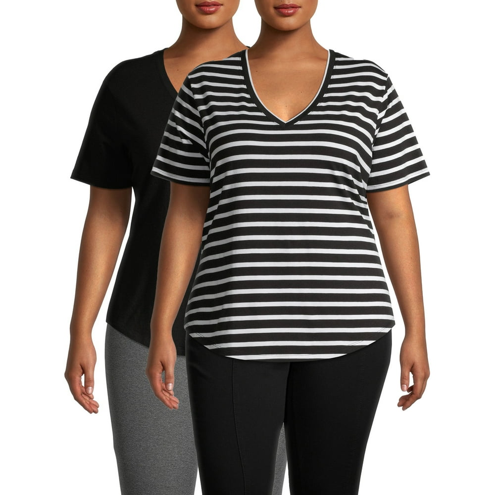 Terra And Sky Terra And Sky Plus Size Everyday Essential V Neck T Shirt
