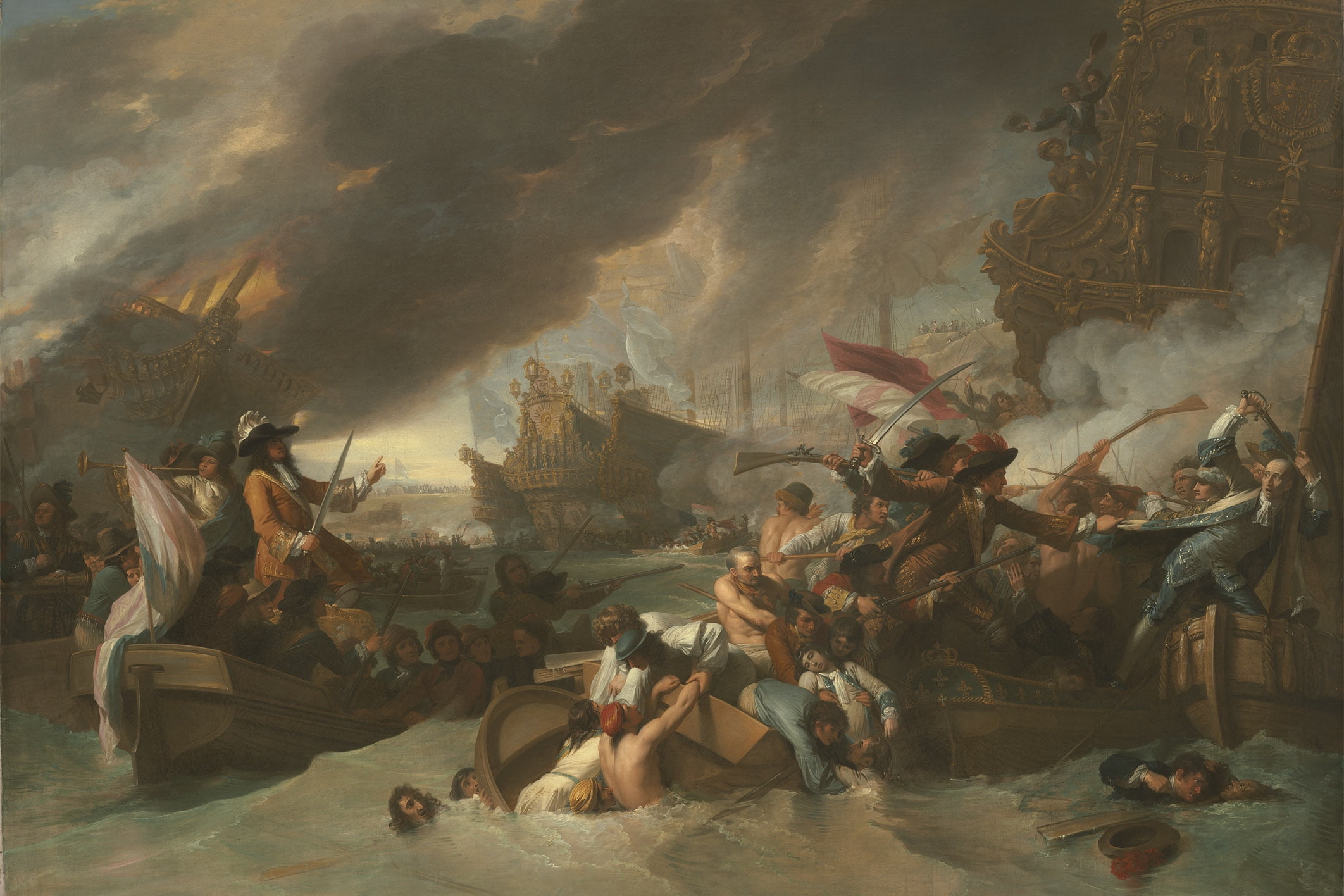 24x36 gallery poster, The Battle of La Hogue, c. 1778 by Benjamin West ...