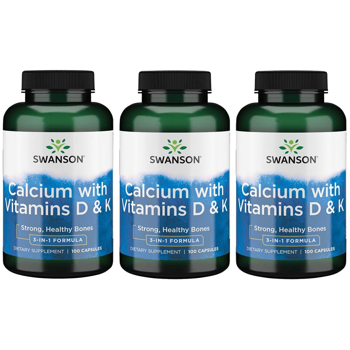 Swanson Calcium with Vitamins D & K - 3 in-1 Formula 100 Caps 3 Pack ...