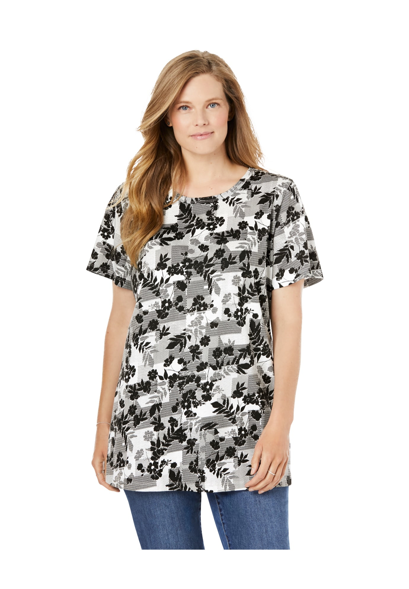 Woman Within Plus Size Perfect Crewneck Printed Tee - Walmart.com