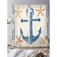 Blue Anchor Summer Ocean Starfish Chiffon Sheer Curtains 84 Inches Long ...