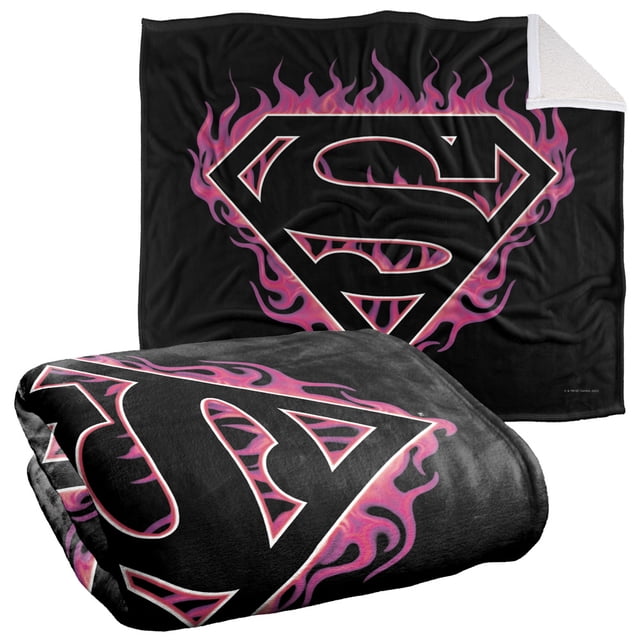 Superman Blanket, 50"x60", Fuchsia Flames Silky Touch Sherpa Back Super ...