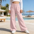 Byoo Big Girls' Elastic Waist Wide Leg Pants with Pockets Casual Linen ...
