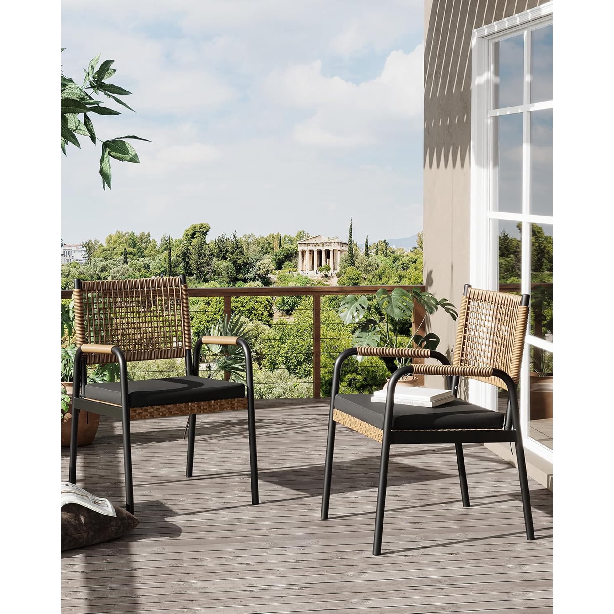 Click here for Bingirl Set Of 2 Patio Rattan Chairs With Cushions... prices