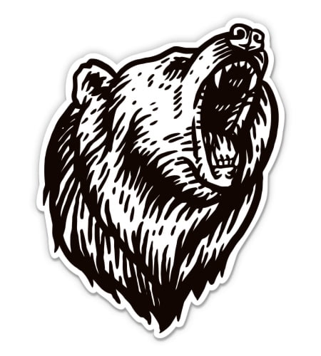 Bear Roaring Ink Drawing - 12" Vinyl Sticker Waterproof Decal - Walmart.com