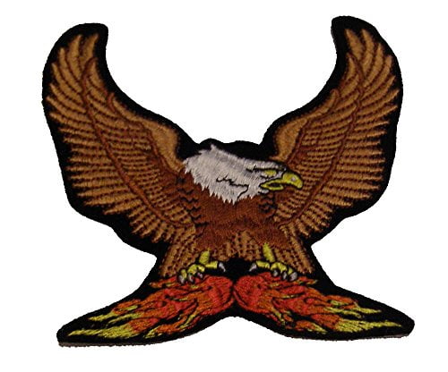 LANDING BALD EAGLE ON FLAMES Cutout Patch - Shimmering Authentic Color ...