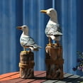 2x Wooden Seagull Figurines Seagull Sculpture Beach Decoration ...