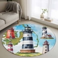 3ft Round Rug Lighthouse Area Rugs for Living Room Bedroom Washable Non ...