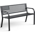 47in Outdoor Bench,Garden Bench,2-Person Steel Indoor/Park Outdoor ...