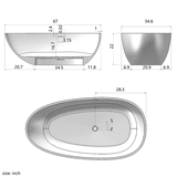 Solid Surface Freestanding Bathtub 67 inch, 25mm thick, LIGMIRR Egg ...