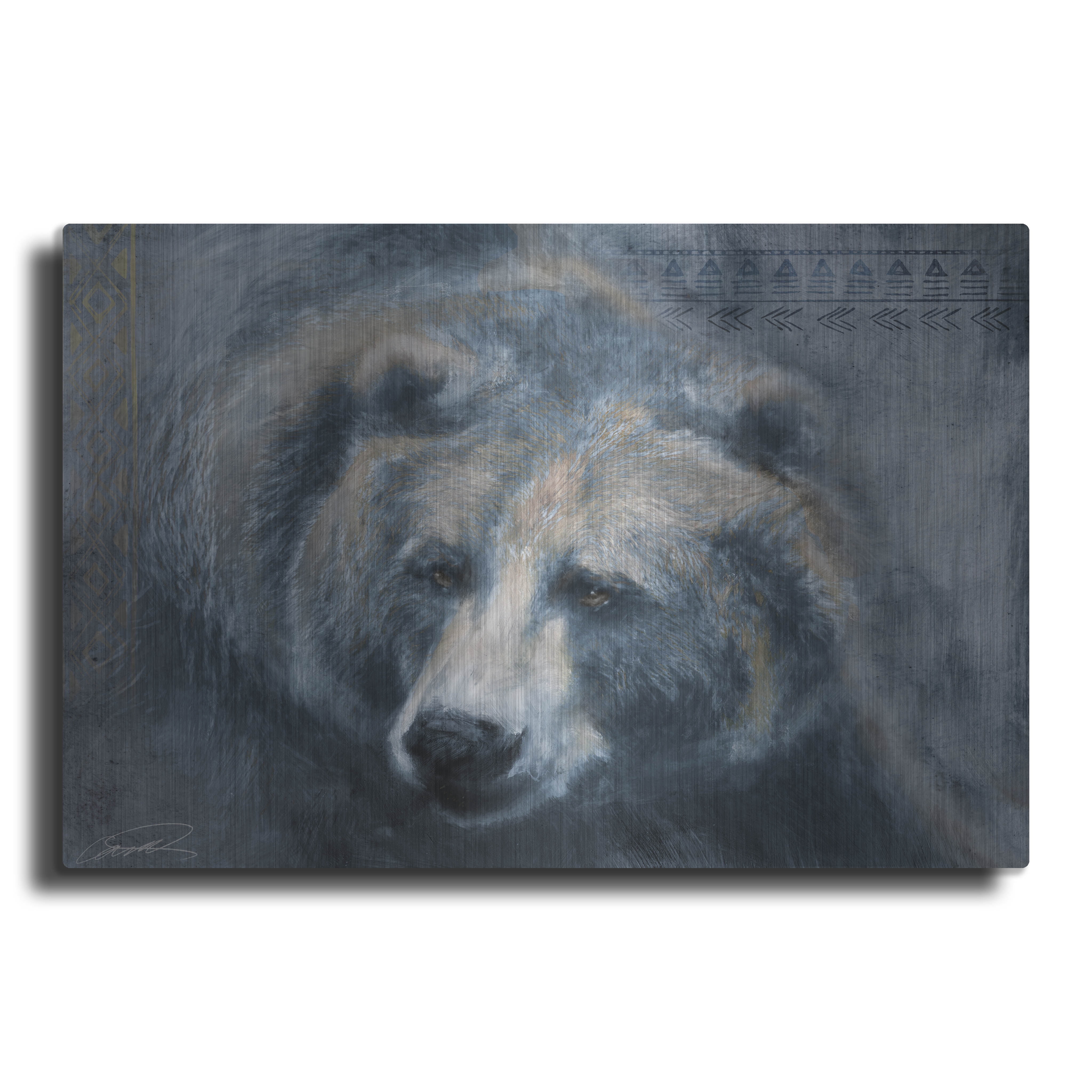 Luxe Metal Art 'Grizzly Encounter' by Robert Campbell, Metal Wall Art ...