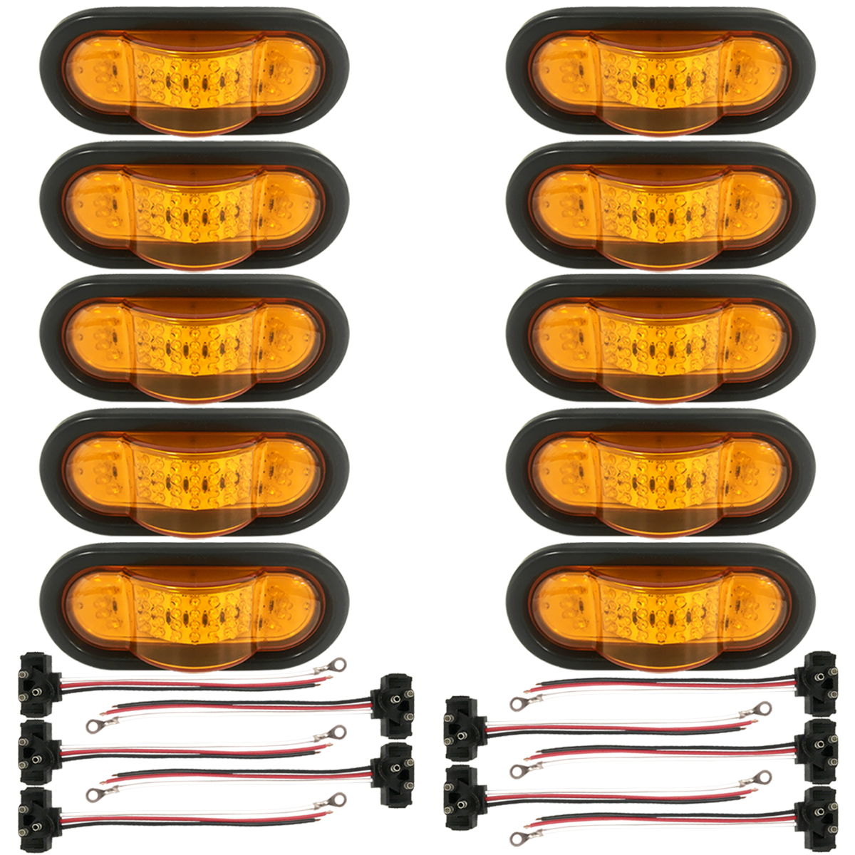 10 Pcs - 6" Oval 36 Diodes Amber/Amber LED Ship Turn Signal Marker ...